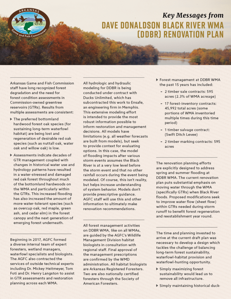 Dave Donaldson Black River (DDBR) Renovation Plan • Arkansas Game ...