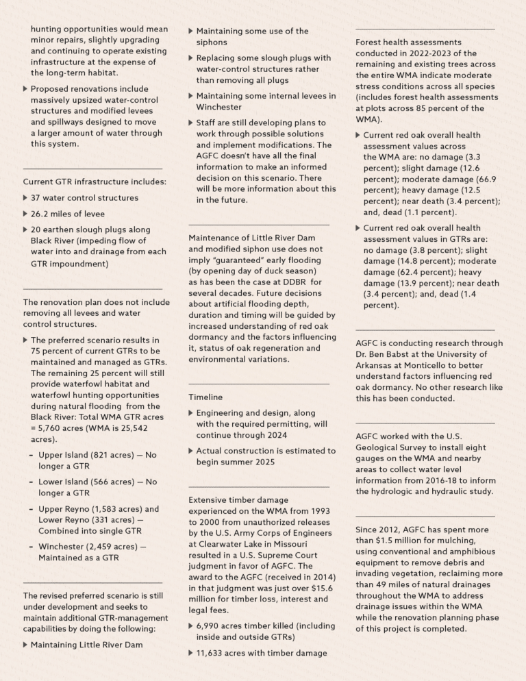 Dave Donaldson Black River (DDBR) Renovation Plan • Arkansas Game ...