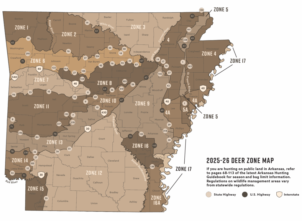 Deer Seasons and Limits by Zone • Arkansas Game & Fish Commission
